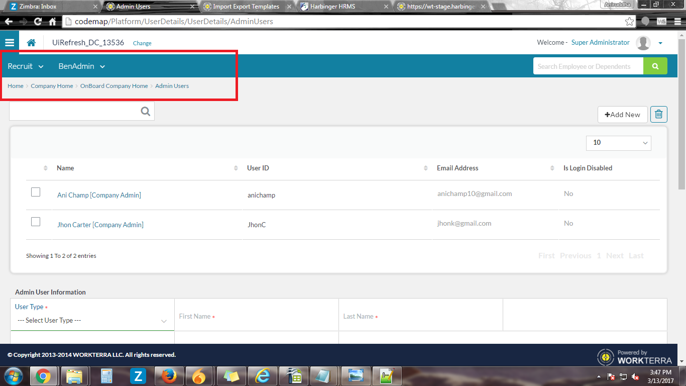 [NF-483] New UI > Admin Users > Onboard module name is not getting displayed - Workterra Jira